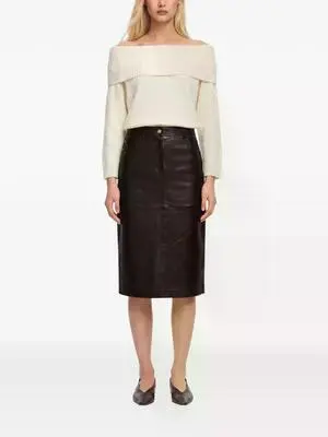 Max Mara Leather Midi Skirt