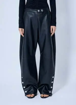 Sportmax Wide-leg Leather Trousers - Black