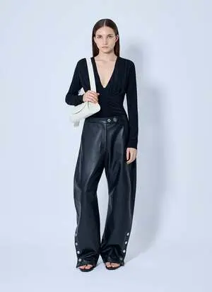 Sportmax Wide-leg Leather Trousers - Black