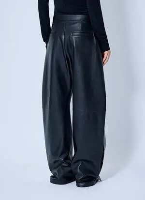 Sportmax Wide-leg Leather Trousers - Black