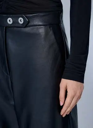 Sportmax Wide-leg Leather Trousers - Black