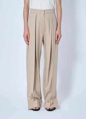 Sportmax Wide-leg Pleated Trousers - Cream