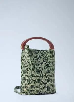 Dries Van Noten Snake-embossed Leather Top Handle Bag