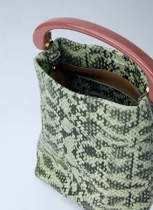 Dries Van Noten Snake-embossed Leather Top Handle Bag