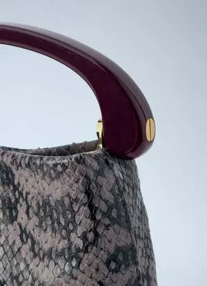 Dries Van Noten Snake-embossed Leather Top Handle Bag