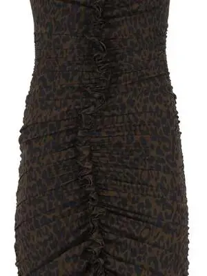 ROTATE BY BIRGER CHRISTENSEN Ruched Leopard-print Midi Dress