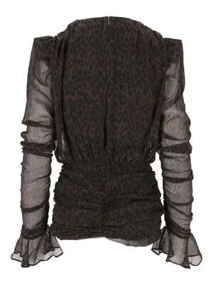 ROTATE BY BIRGER CHRISTENSEN Ruched Leopard-print Mini Dress