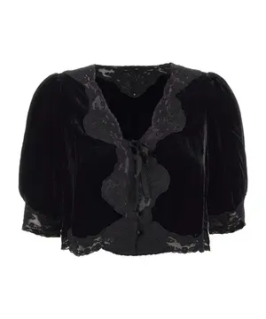 Rixo Ursula Velvet Top - Black