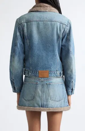 Alexander Wang Faux Fur Trim Denim Jacket