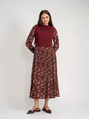 NONI Woven Floral Print Dress With Removable Vest
