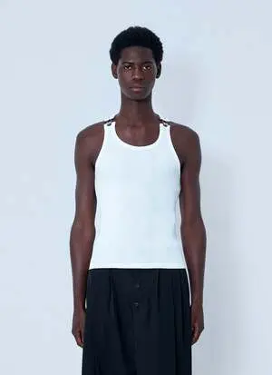 JEAN PAUL GAULTIER Ribbed Tank Top With Metallic Hardware - White
