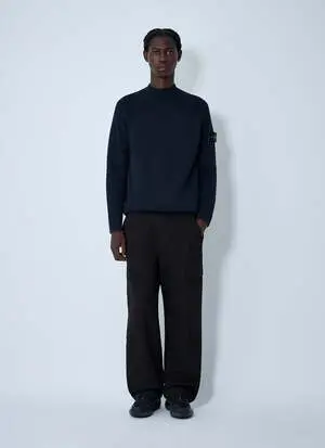 Stone Island Rib Logo Patch Sweater - Blue