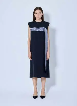 Marni Sleeveless Midi Dress With Satin Detail - Black