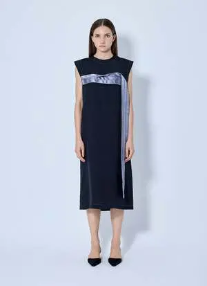 Marni Sleeveless Midi Dress With Satin Detail - Black
