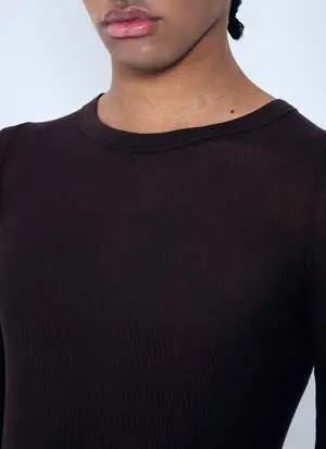 Rick Owens Rib Long Sleeve T-shirt - Brown