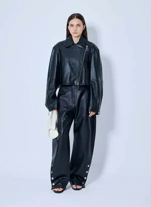 Sportmax Leather Asymmetrical Zip Jacket