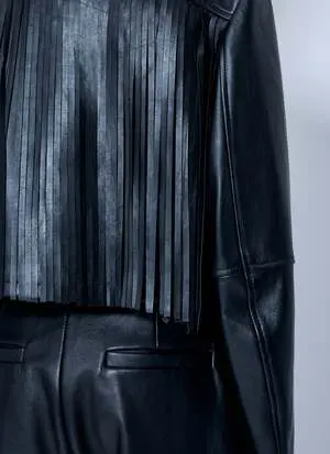 Sportmax Leather Asymmetrical Zip Jacket - Black