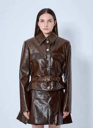 Sportmax Structured Coated Jacket - Brown