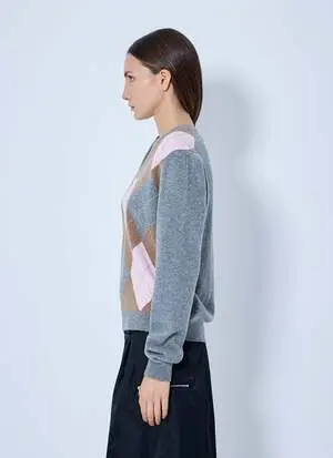 Prada Argyle V-neck Sweater - Gray