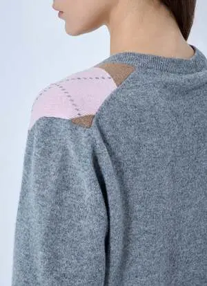 Prada Argyle V-neck Sweater - Gray