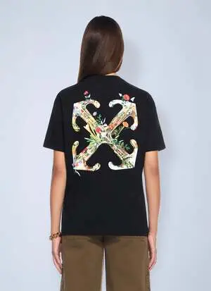 Off-White Arrow Glass Flower Regular Logo T-shirt - Black