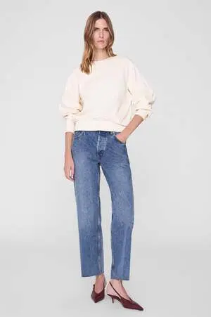 ANINE BING Harry Shrunken Signet Sweatshirt - Ecru