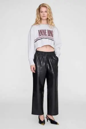 ANINE BING Sporty Cropped Sweatshirt - Heather Grey