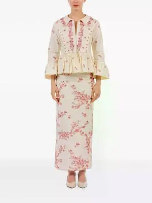Agua Bendita Silene Cauca Embroidered Peplum Blazer