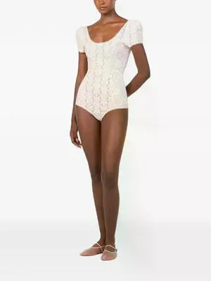 Agua Bendita Gaviota Playa Eyelet-embroidered Bodysuit