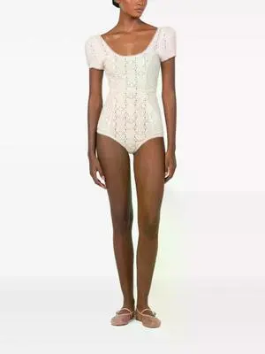 Agua Bendita Gaviota Playa Eyelet-embroidered Bodysuit