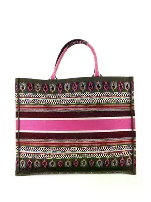 Dior Book Embroidered Canvas Large Tote Bag - Green