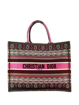 Dior Book Embroidered Canvas Large Tote Bag - Green