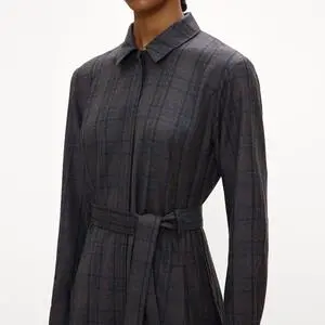 Theory Belted Long-sleeve Shirt Dress In Sleek Flannel