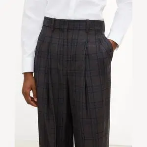 Theory Double Pleat Pant, 33 In Plaid Sleek Flannel
