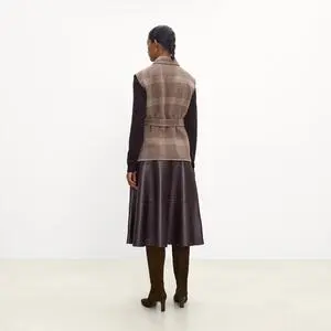 Theory Belted Vest In Plaid Wool-cashmere