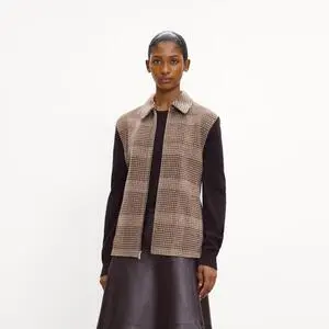 Theory Belted Vest In Plaid Wool-cashmere