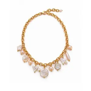 LALINDE Sunset Baroque Pearl Necklace - Gold