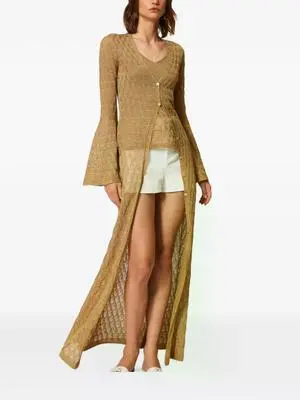 TWINSET Long Knit Cardigan With Flared Sleeves