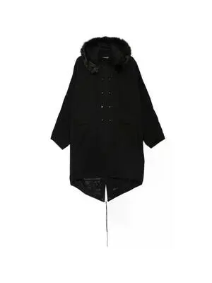 KIKO KOSTADINOV Bittern Faux-fur Trim Hooded Poncho - Black