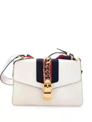 Gucci Sylvie Leather Small Shoulder Bag - White