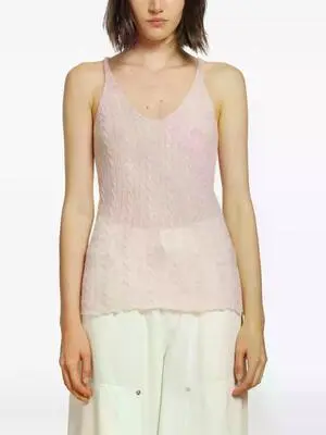 HAIKURE Lois Cable-knit Semi-sheer Tank Top - Pink