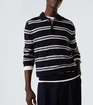 Arch4 Mr Swansea Striped Cashmere Polo Sweater