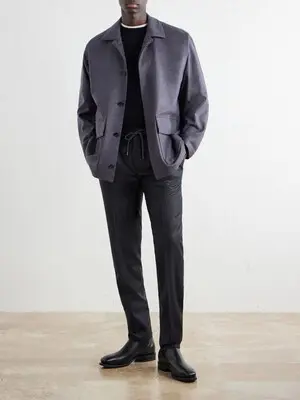SLOWEAR Tapered Wool Drawstring Trousers