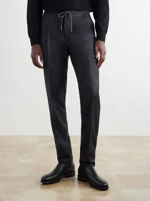 SLOWEAR Tapered Wool Drawstring Trousers