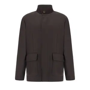 Paul & Shark Wool Field Jacket With Suede Details - Coffe