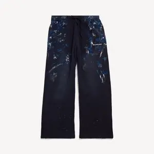 Balenciaga Paint Splatter Oversized Baggy Sweatpants - Blue