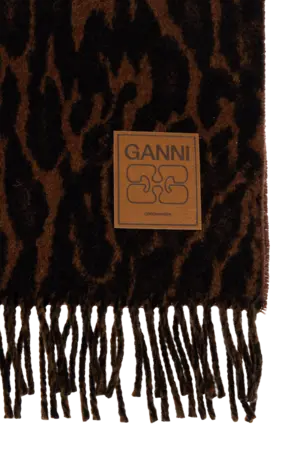 GANNI Wool Scarf With Animal Motif