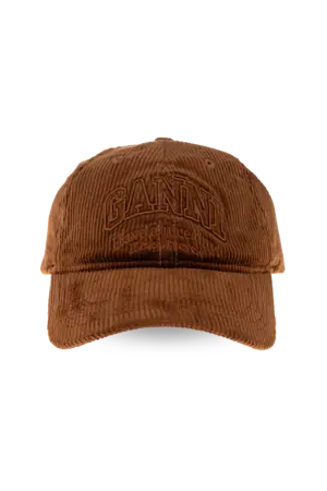 GANNI Corduroy Cap - Brown