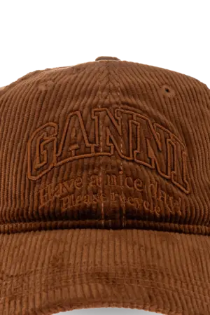 GANNI Corduroy Cap - Brown