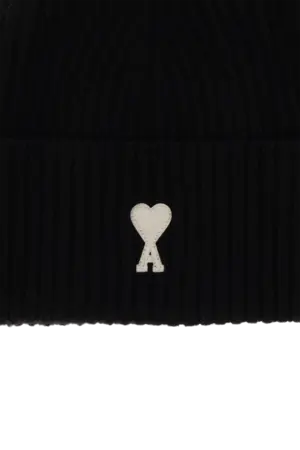 AMI Paris Wool Beanie With Sewn Logo